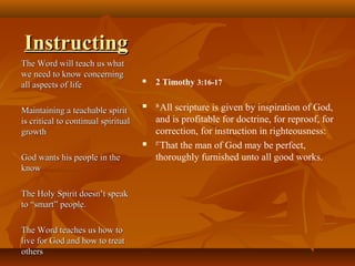 Period of Spiritual Instruction How to Study the Word | PPT