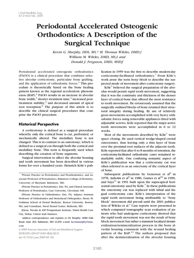 Periodontal Accelerated Osteogenic Orthodontics | PDF