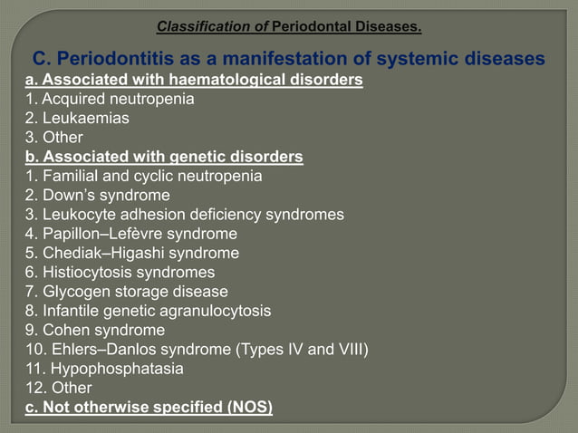 Periodontal Diesase Classification (presentation) | PPTX | Dental ...