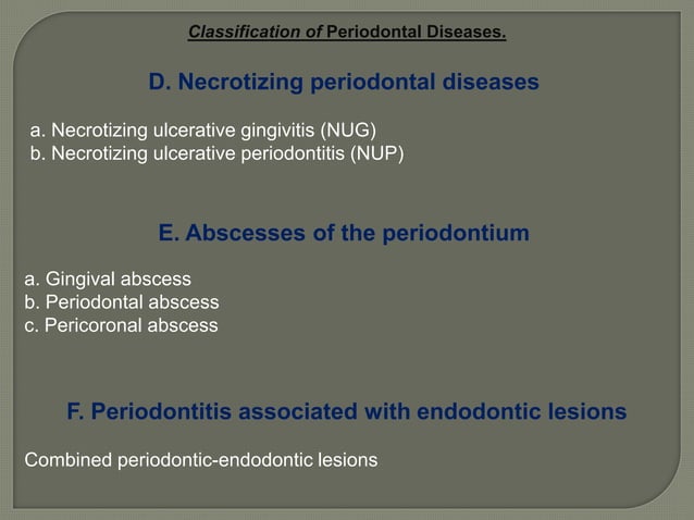 Periodontal Diesase Classification (presentation) | PPTX | Dental ...