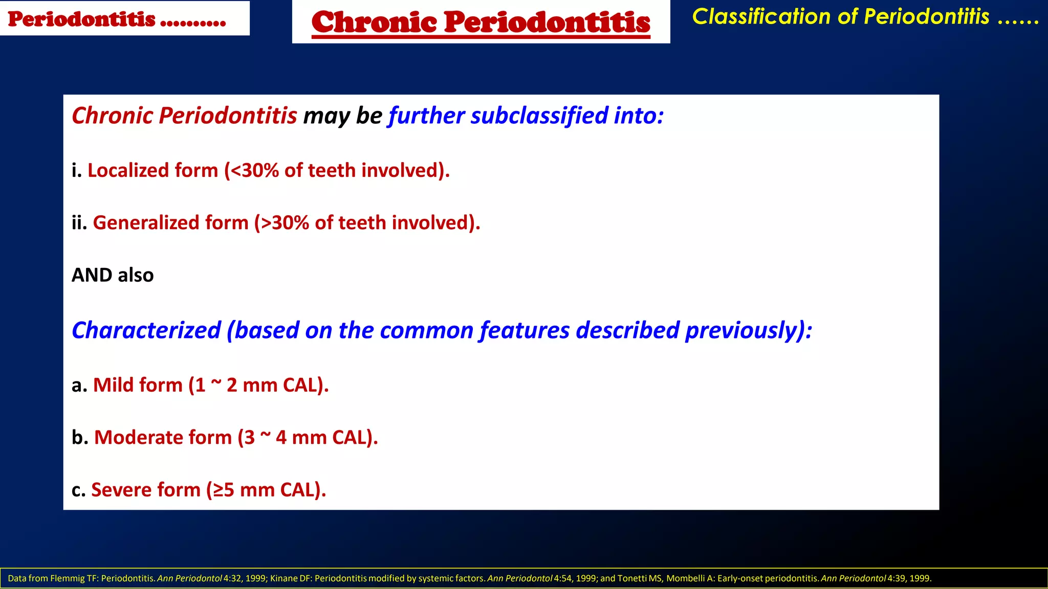 Periodontal diseases Classifications and treatments | PDF
