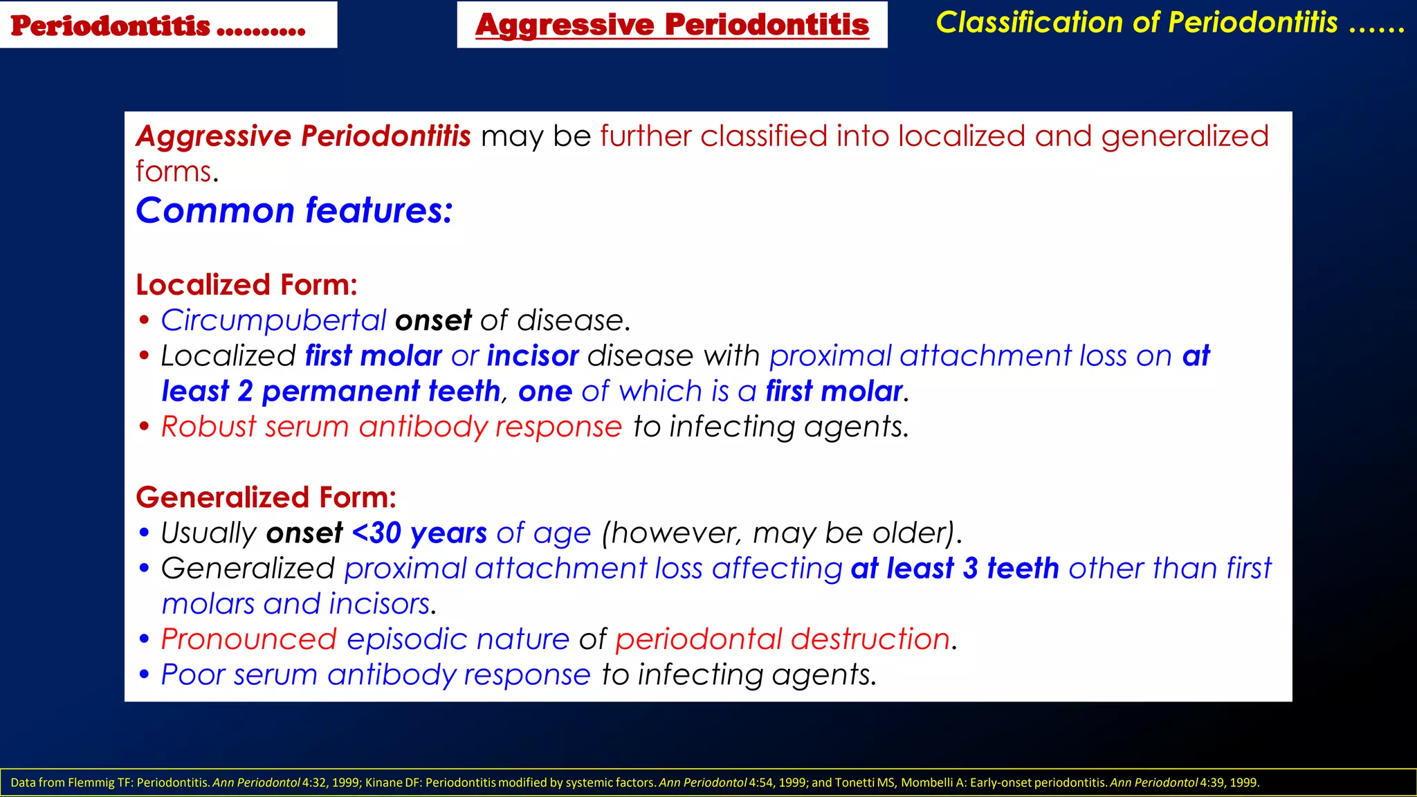 Periodontal diseases Classifications and treatments | PDF