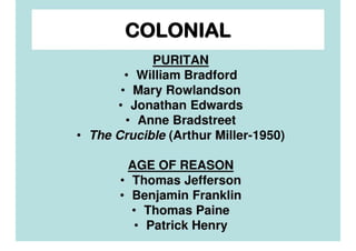 PERIODS OF AMERICAN LITERATURE | PDF