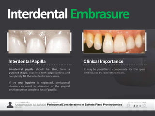 Periodontal Esthetic Considerations in Fixed Prosthodontics | PPTX