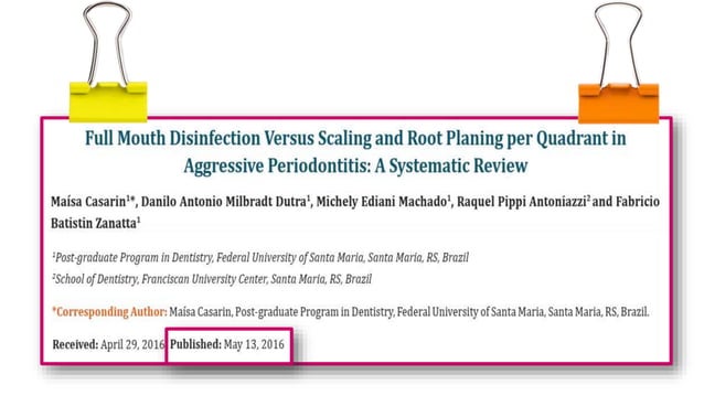 Full Mouth Disinfection Versus Scaling and Root Planing per Quadrant in ...