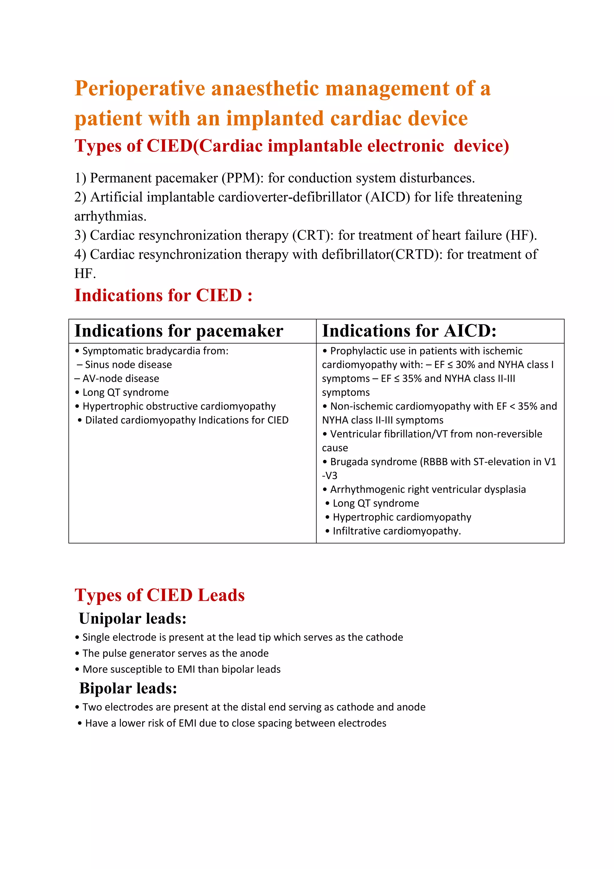 Perioperative anaesthetic management of a patient with an implanted ...