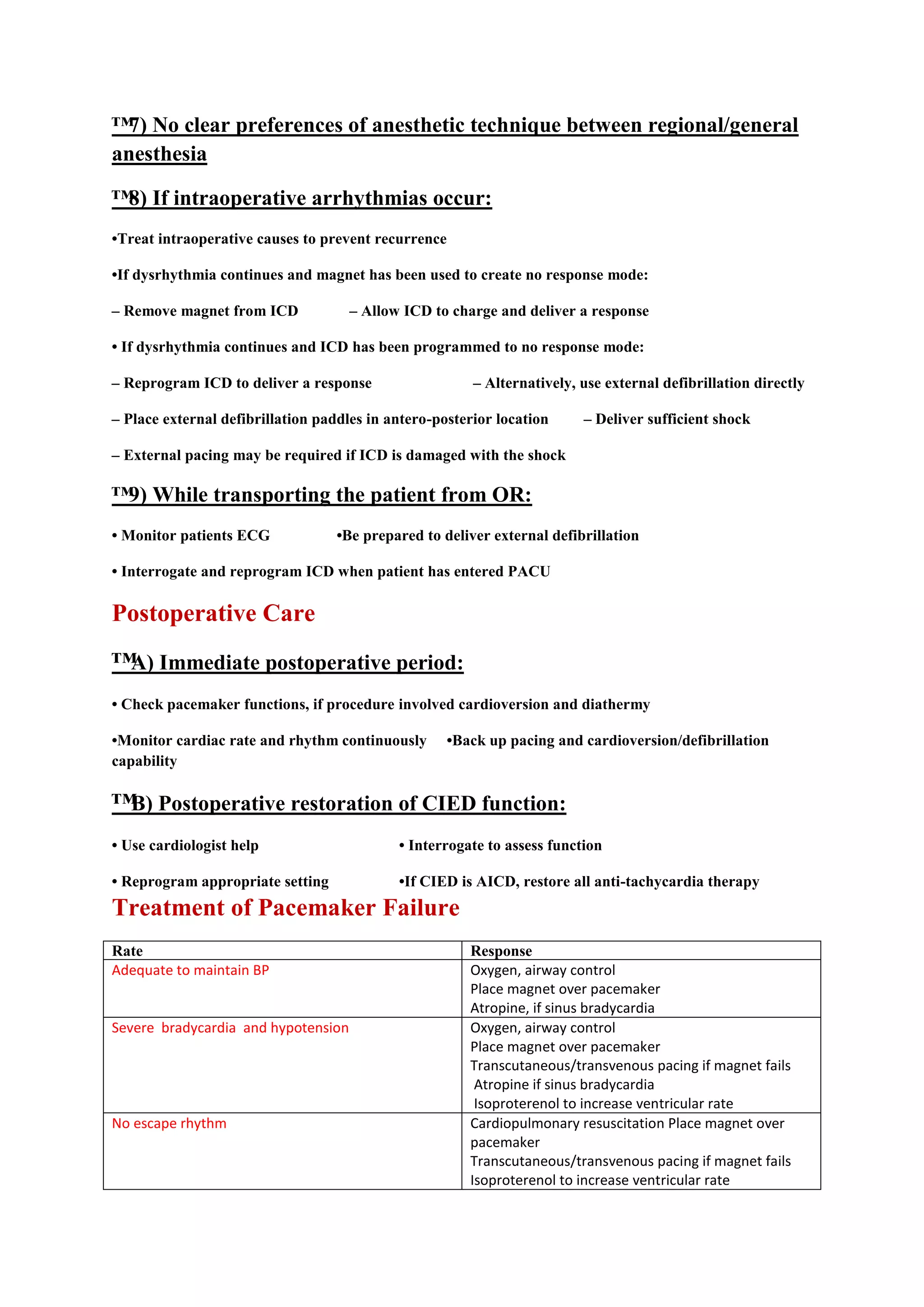 Perioperative anaesthetic management of a patient with an implanted ...