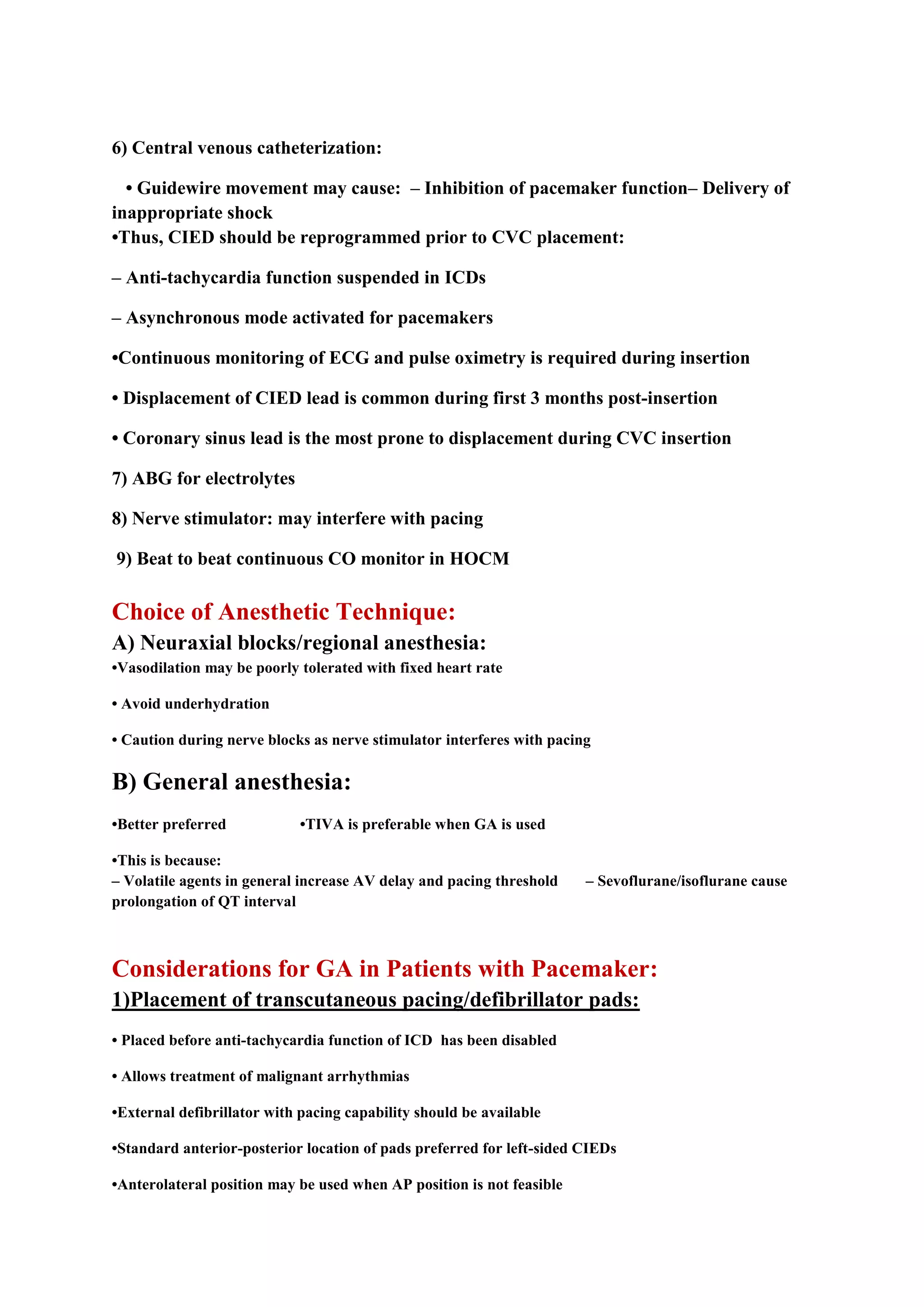 Perioperative anaesthetic management of a patient with an implanted ...