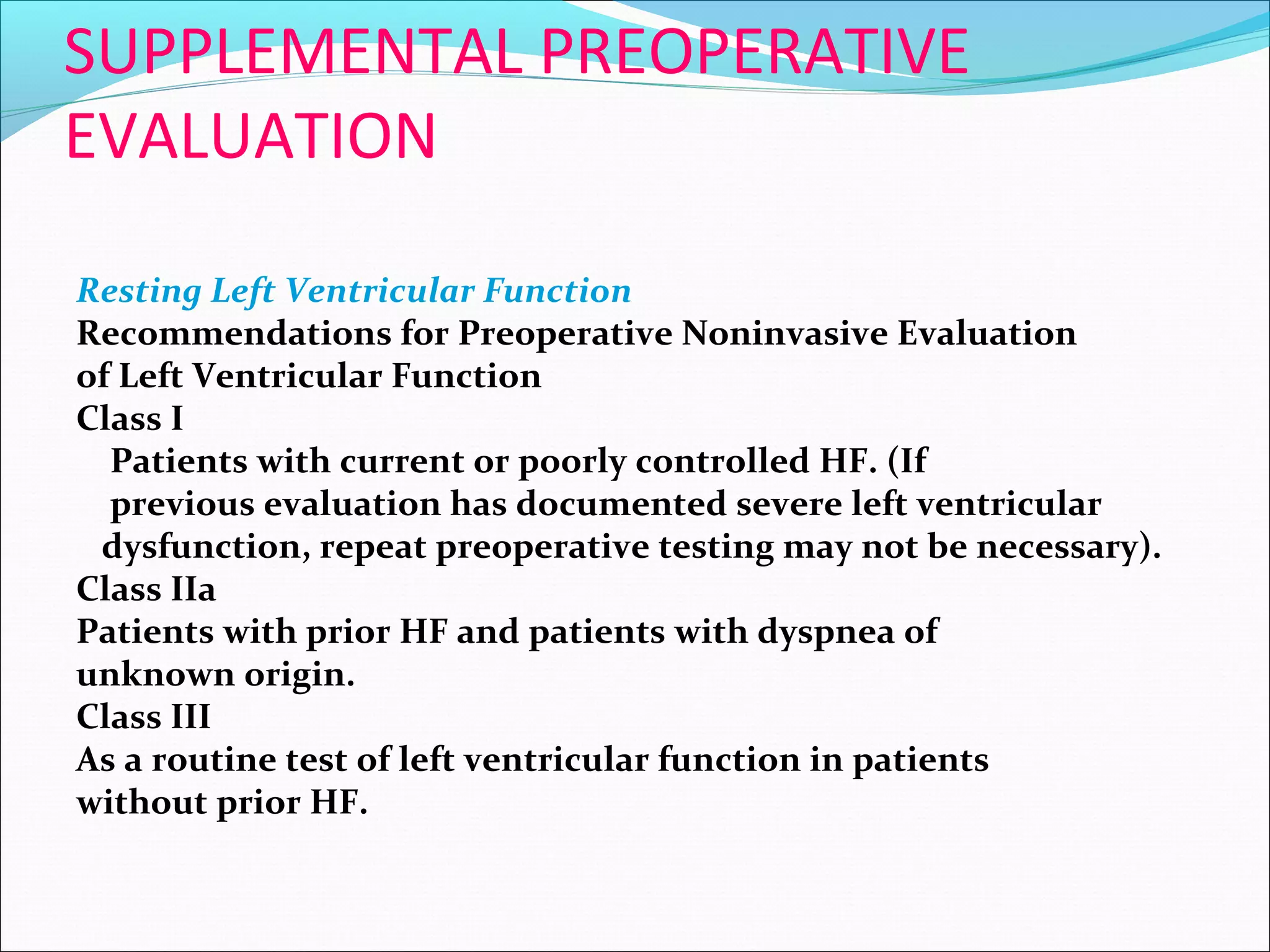 Perioperative cardiovascular evaluation for non cardiac surgery | PPT