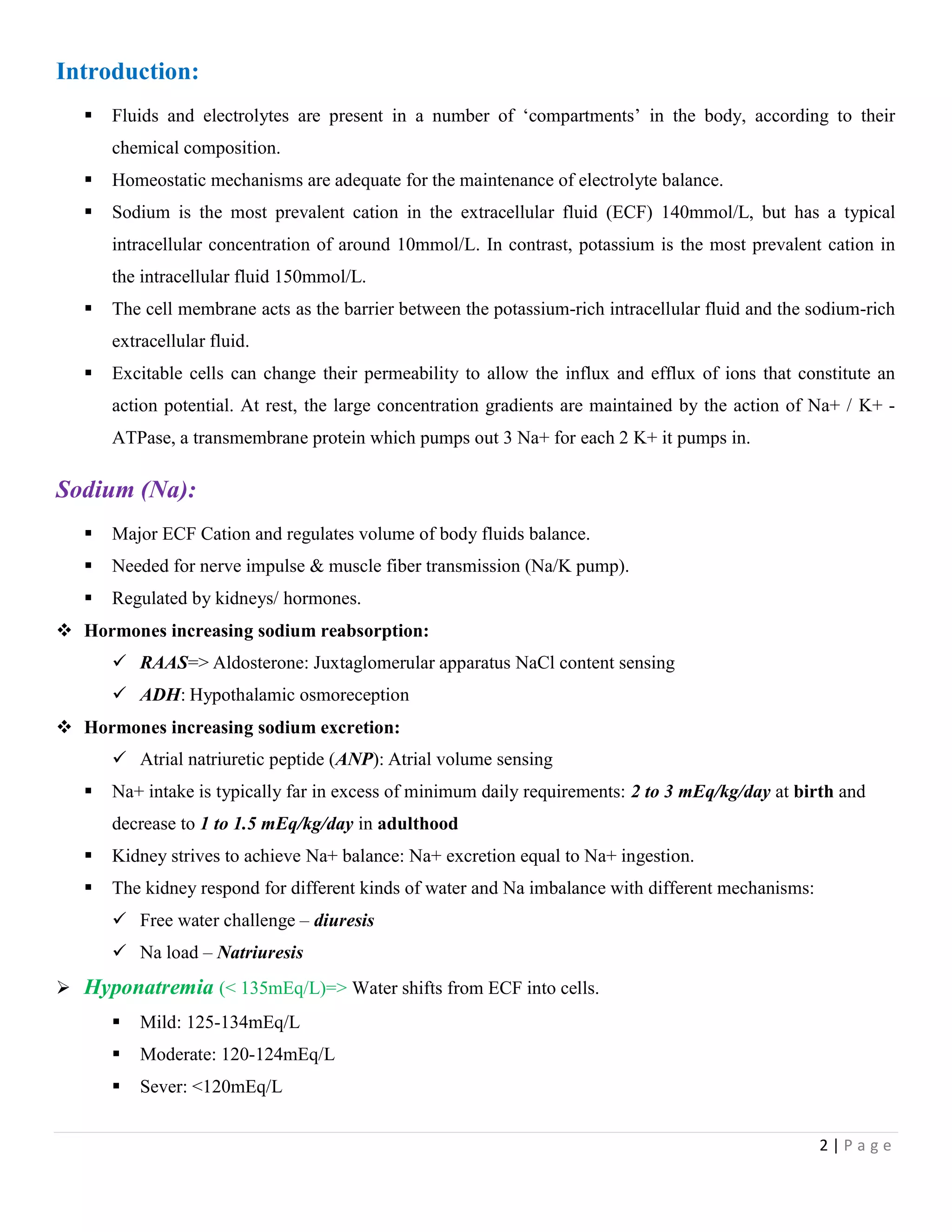 Perioperative electrolyte disorder mgt1. | PDF