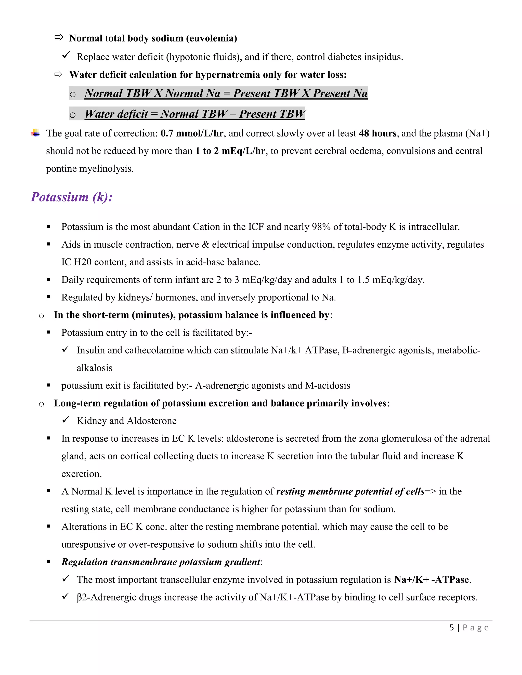 Perioperative electrolyte disorder mgt1. | PDF