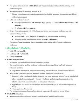 Perioperative electrolyte disorder mgt1. | PDF