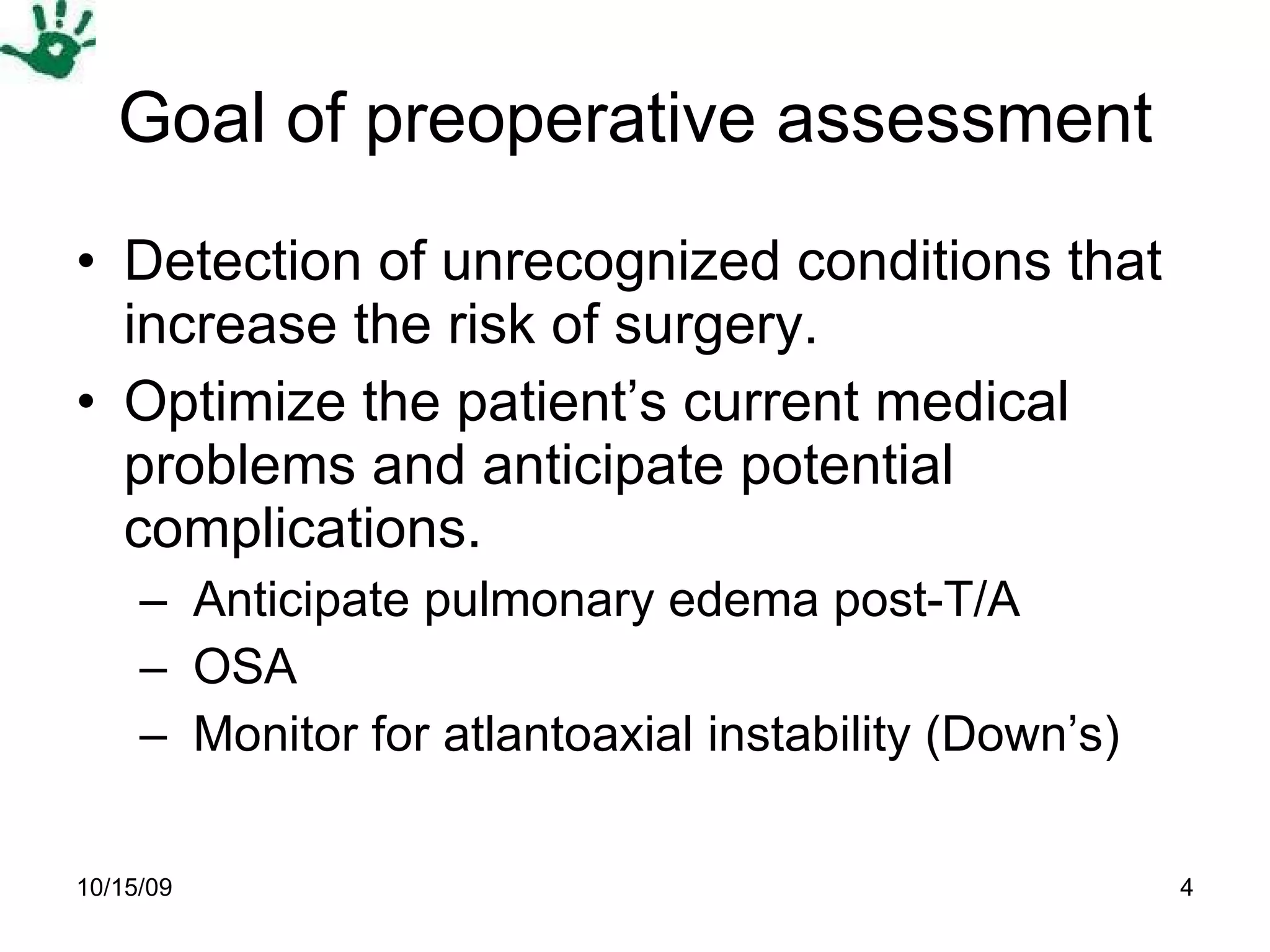 Perioperative Evaluation and Treatment In Pediatrics | PPT