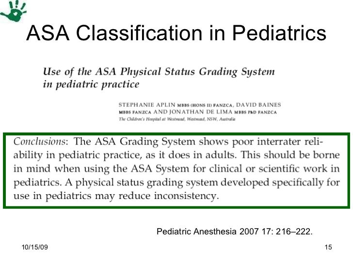 Perioperative Evaluation and Treatment In Pediatrics
