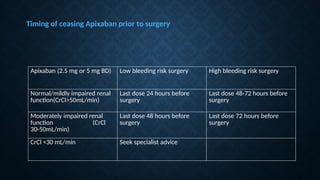 perioperative management of anticoagulant and antiplatelet agents | PPTX