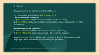 Perioperative management of patients on Antiplatelets and Anticoagulant ...