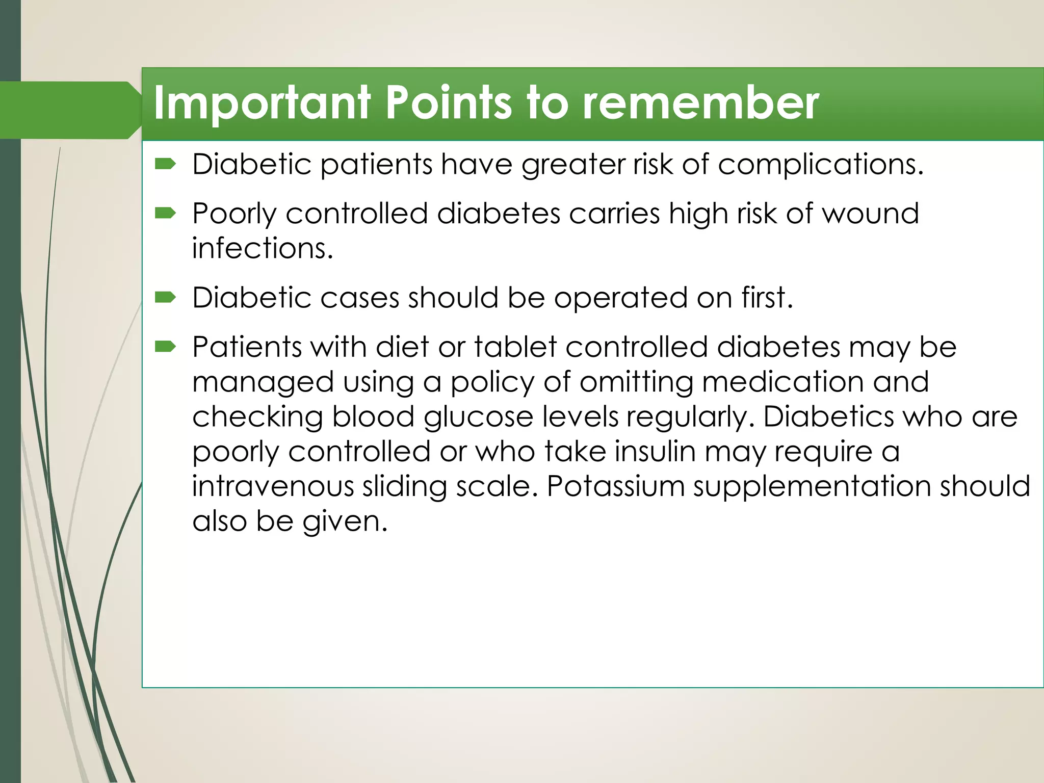 Perioperative management of the diabetic patient | PDF