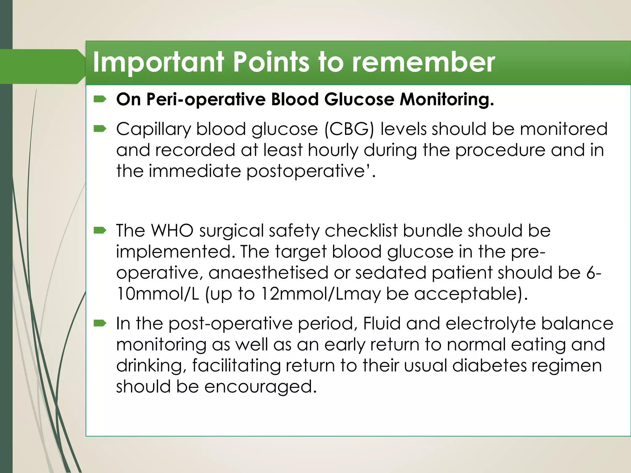 Perioperative management of the diabetic patient | PDF