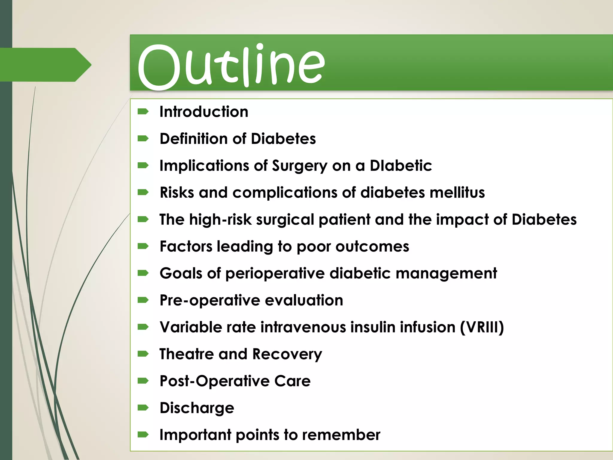 Perioperative management of the diabetic patient | PDF
