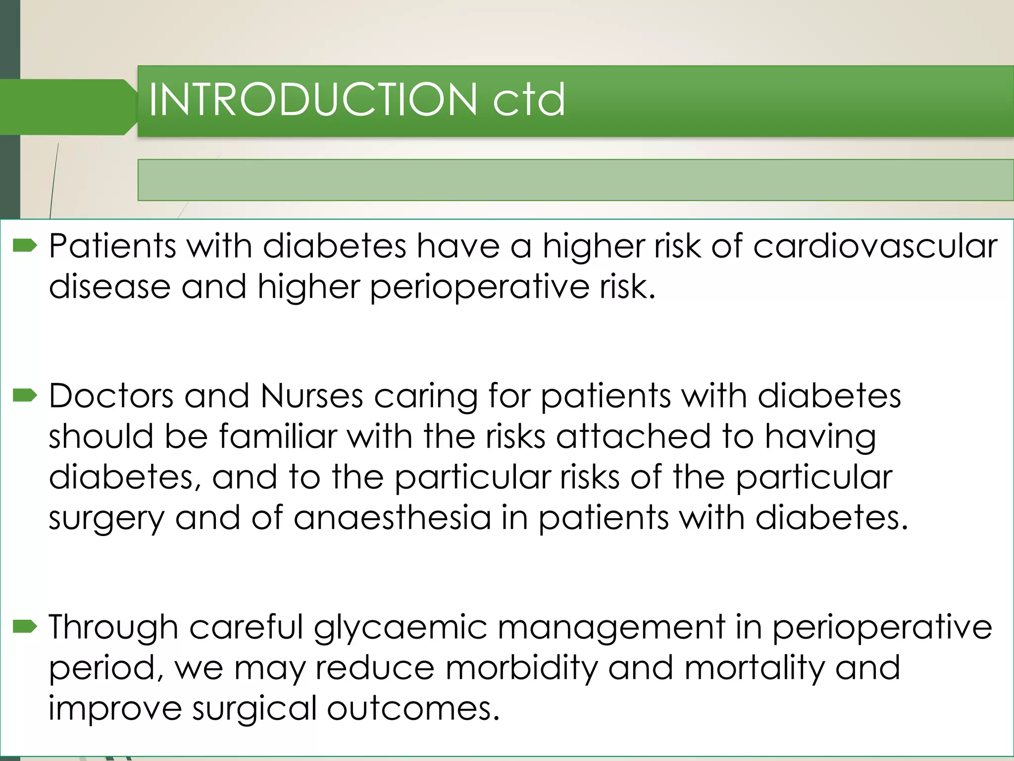 Perioperative management of the diabetic patient | PDF