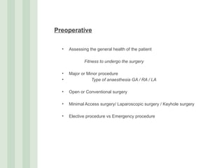 Perioperative mannagement of the surgical patient | PPTX