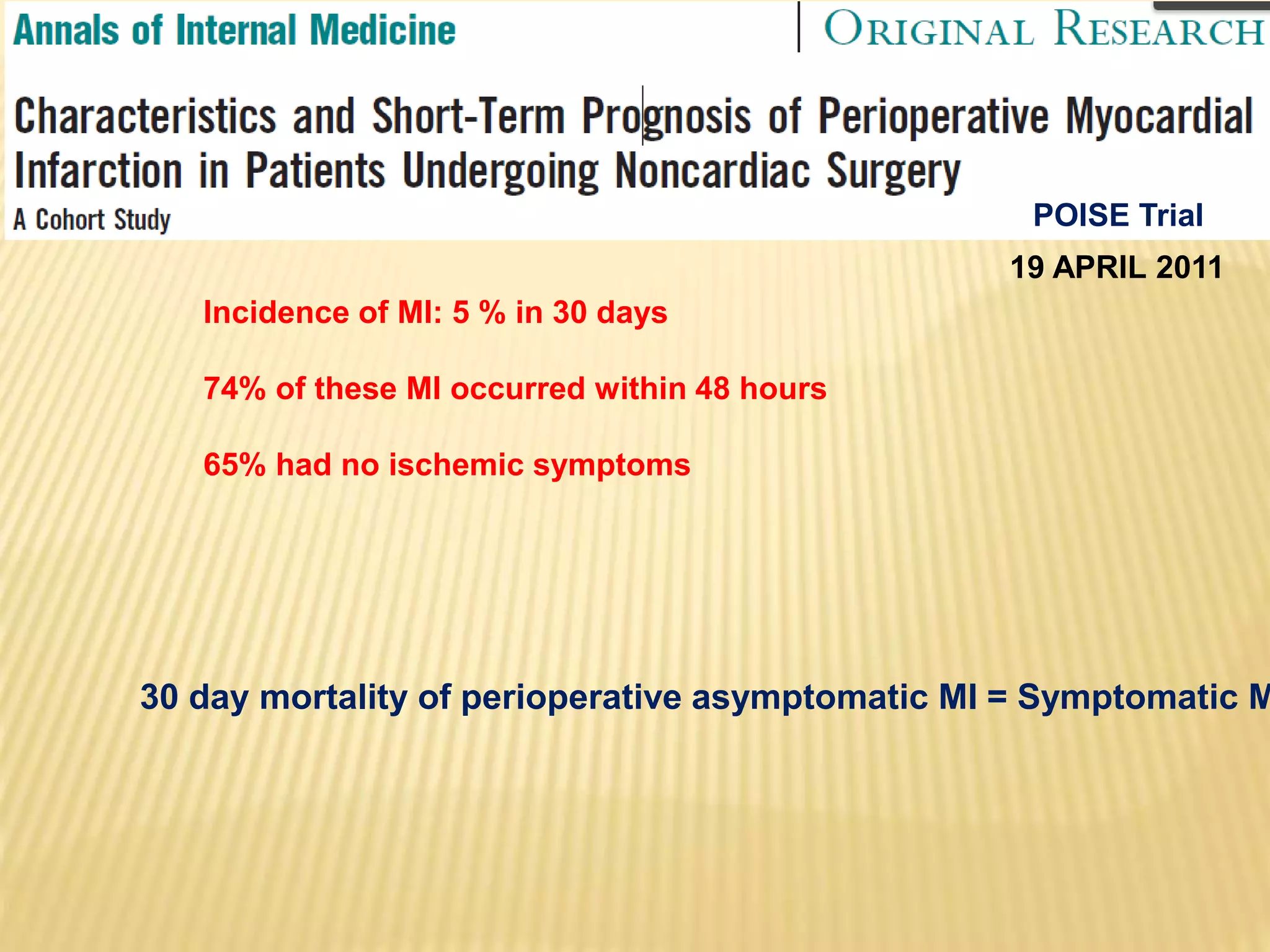 Perioperative myocardial infarction or injury after noncardiac surgery ...