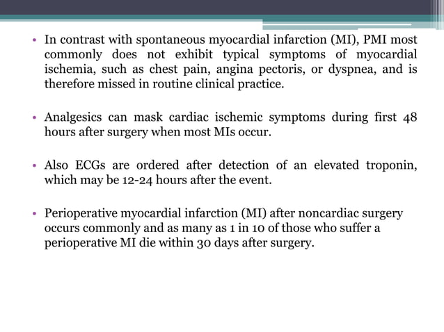 Perioperative myocardial infarction or injury after noncardiac surgery | PPTX