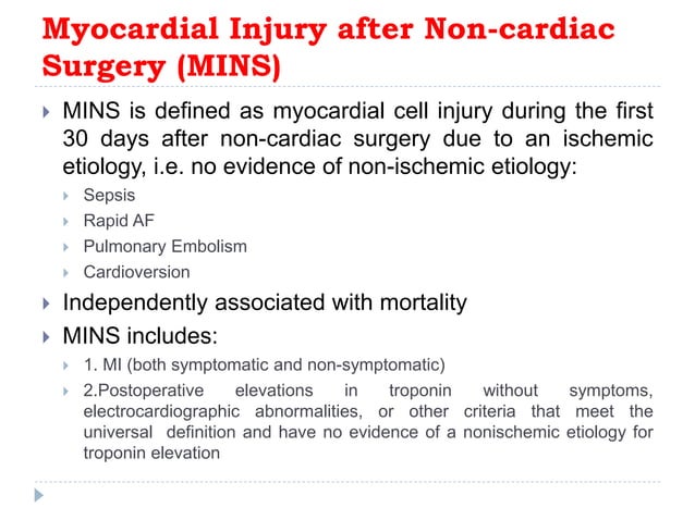 Perioperative myocardial infarction or injury after noncardiac surgery | PPTX