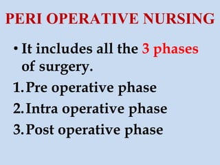 Peri operative nursing & types of surgeries, anaesthesia | PPTX