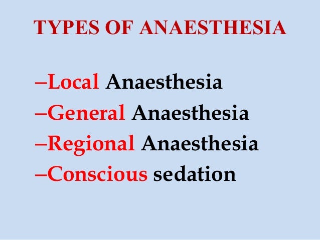 anesthesia- types of anaesthesia