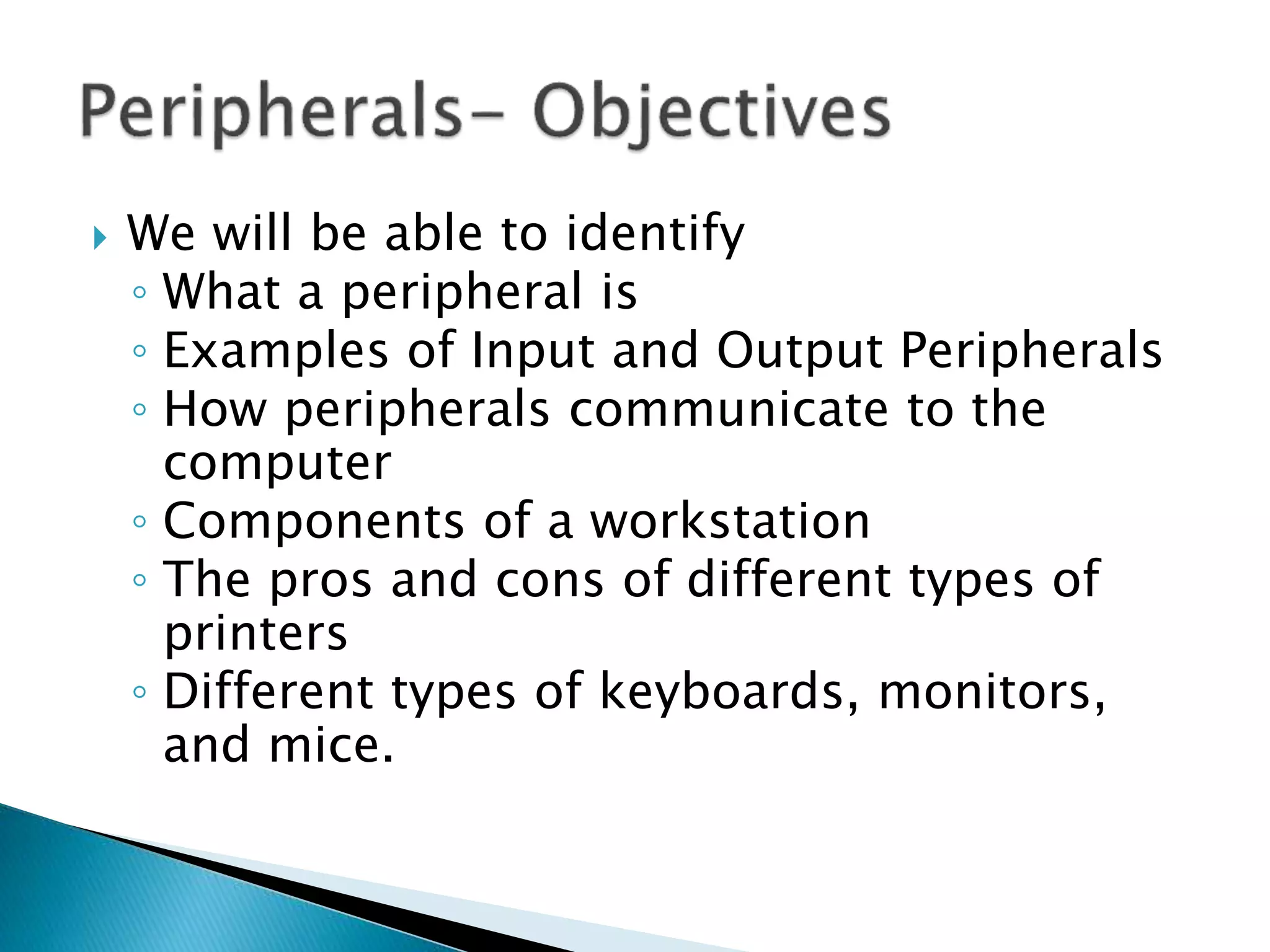Peripharals presentation.pptx | Computer Peripherals | Computing