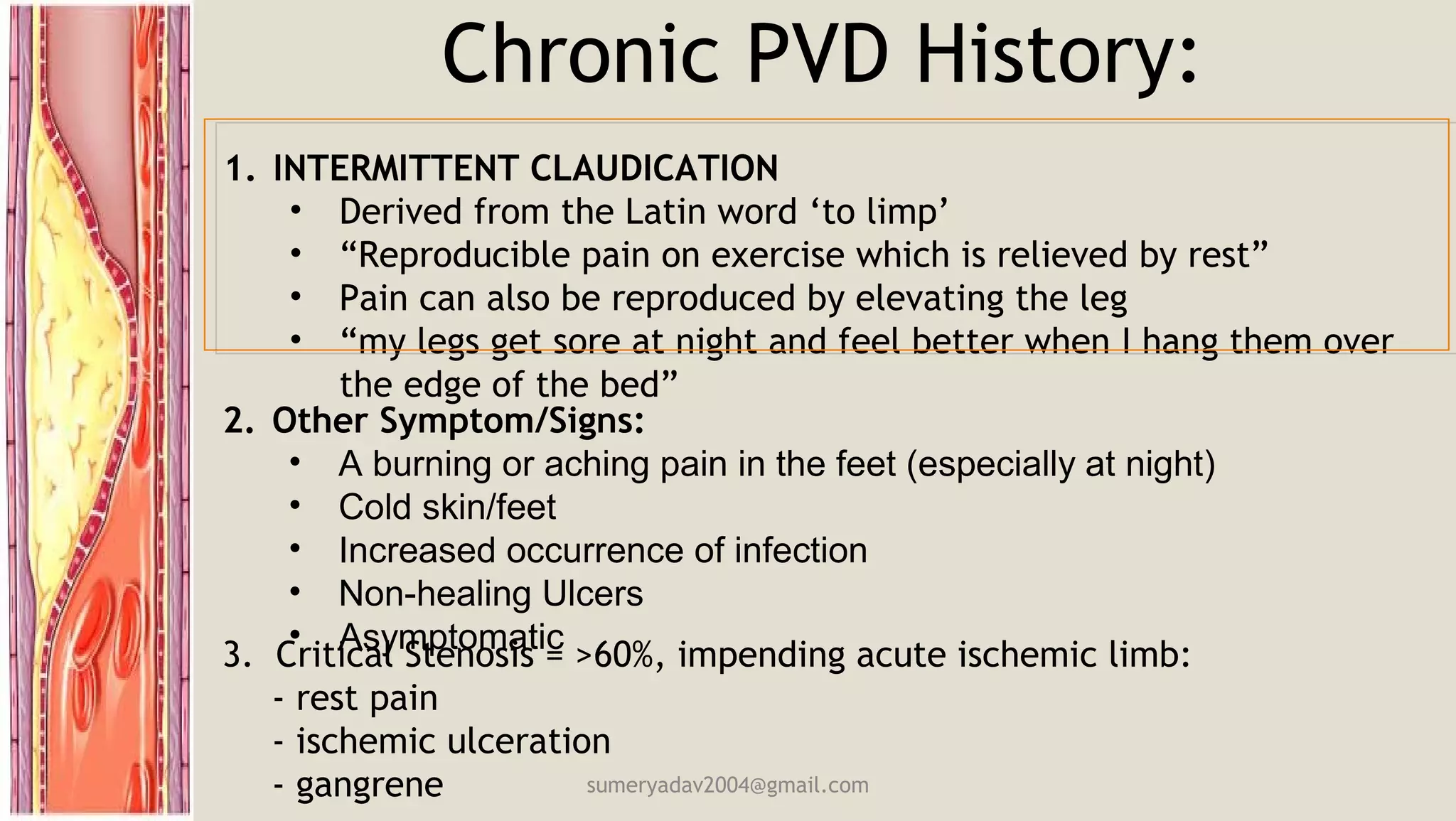 Peripheral vascular disease and Clinical features of acute and chronic ...