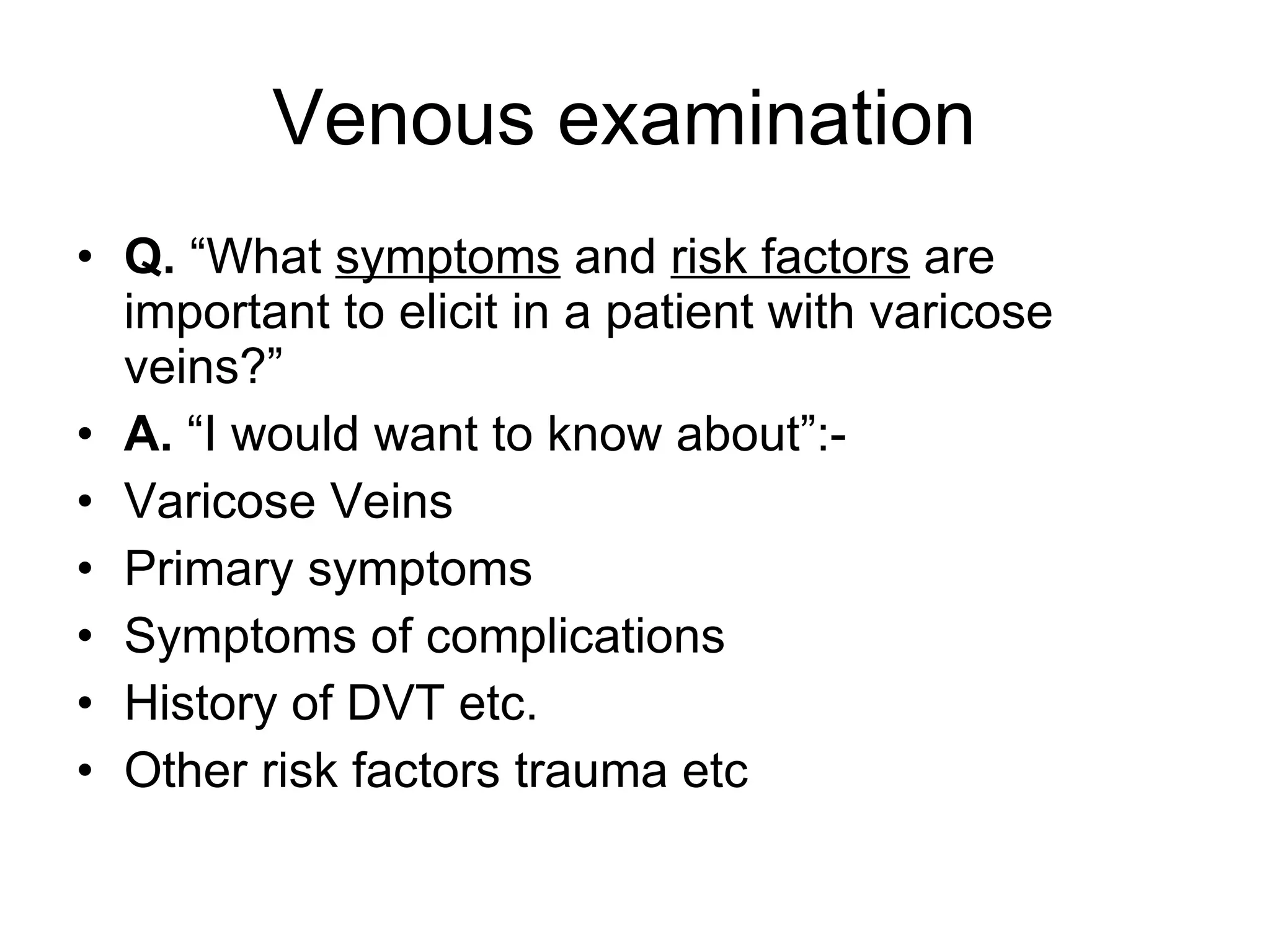 Peripheral Vascular Examination | PPT