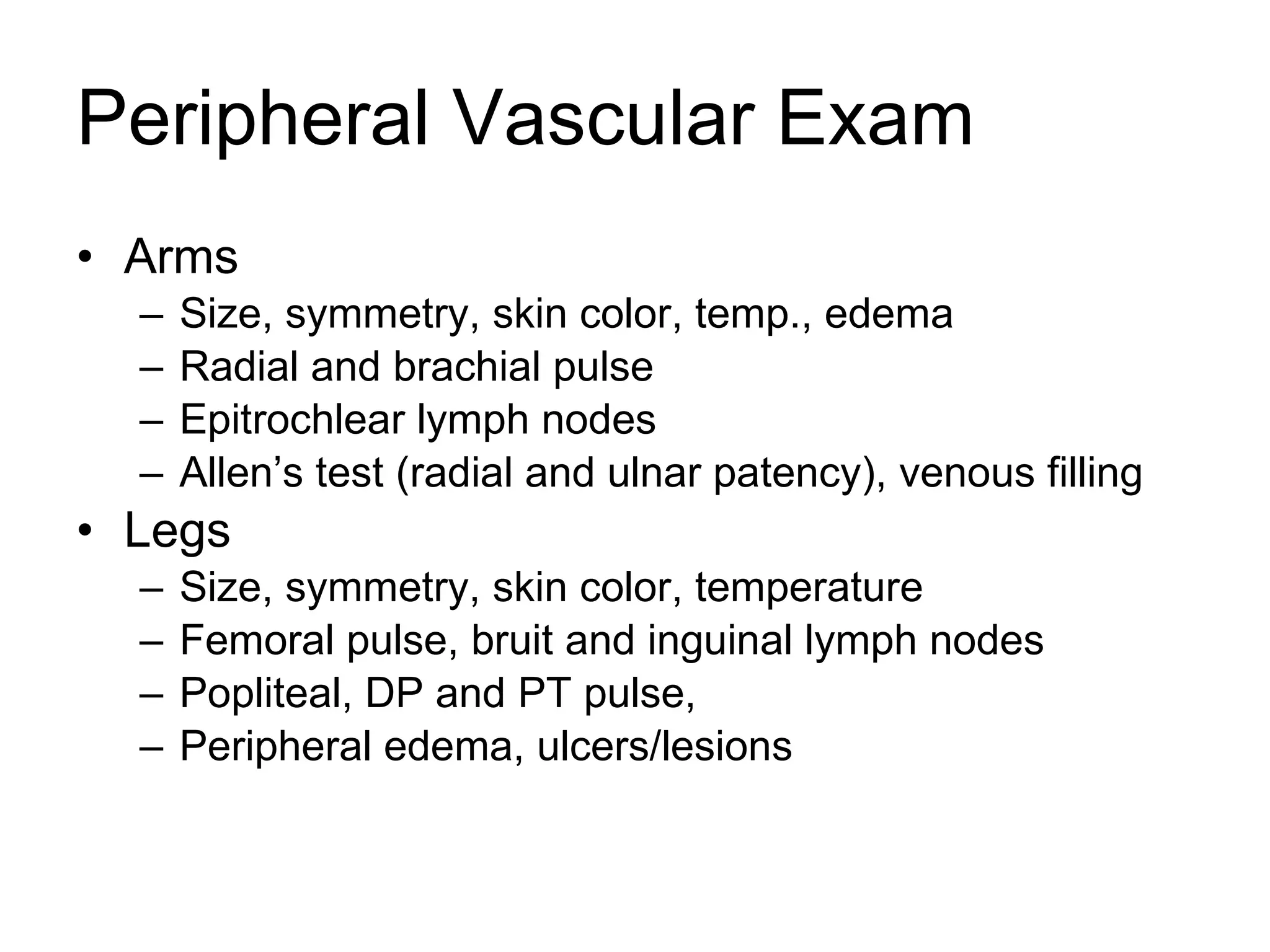 Peripheral Vascular Examination | PPT