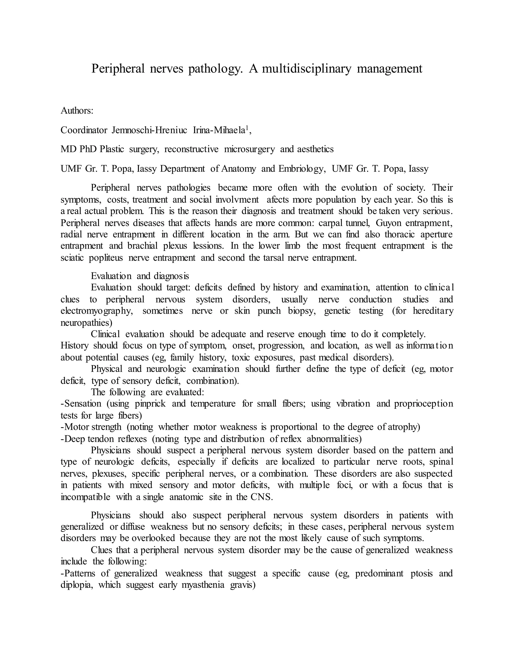 Peripheral nerves pathology congressis 2020 | DOCX