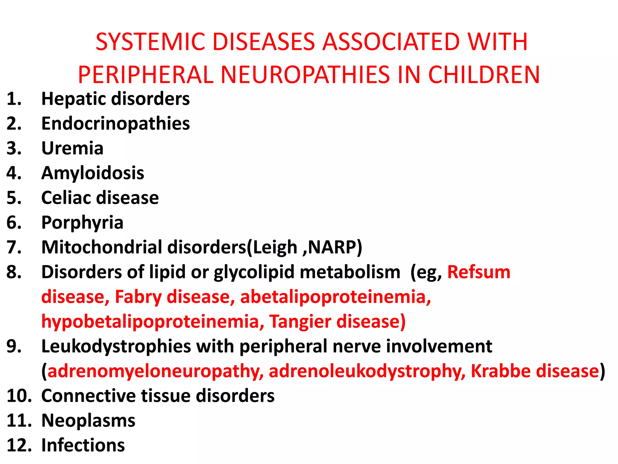 Peripheral neuropathy in systemic disease children | PPTX