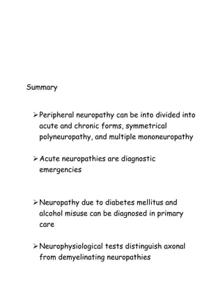 Peripheral neuropathy summary | DOCX