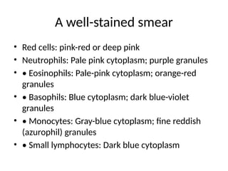 Peripheral smear including staining and DLC | PPTX