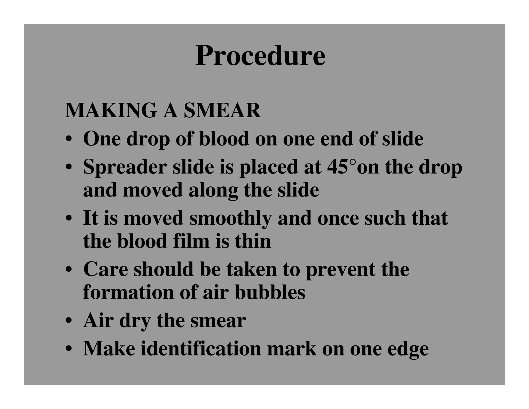 Peripheral Smear Using Leishman Stain | PDF
