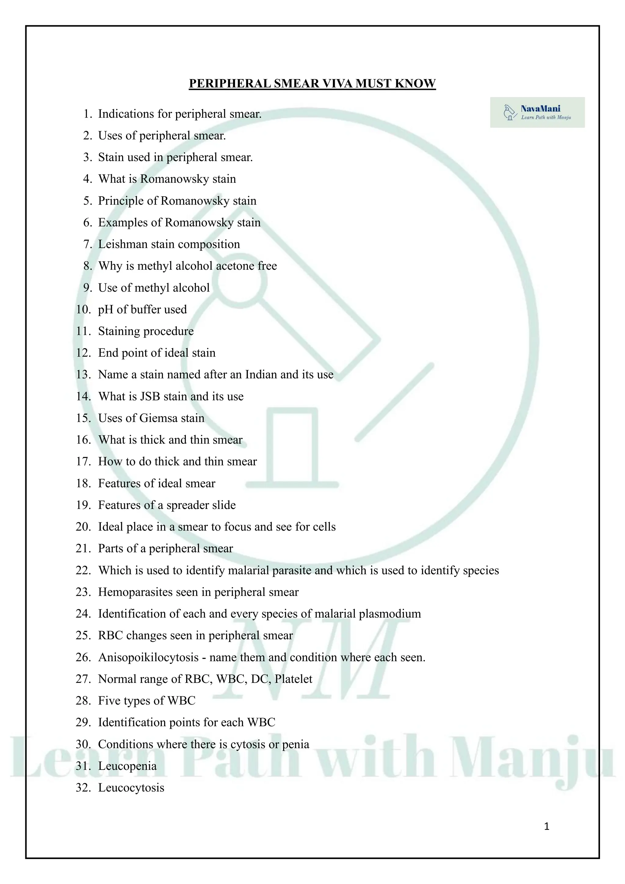 Peripheral smear viva must know_dr Manju.pdf