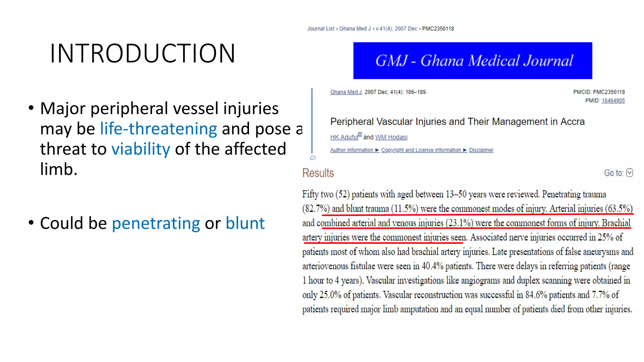 Peripheral vascular injury | PPTX
