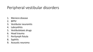 Peripheral vestibular disorders | PPTX