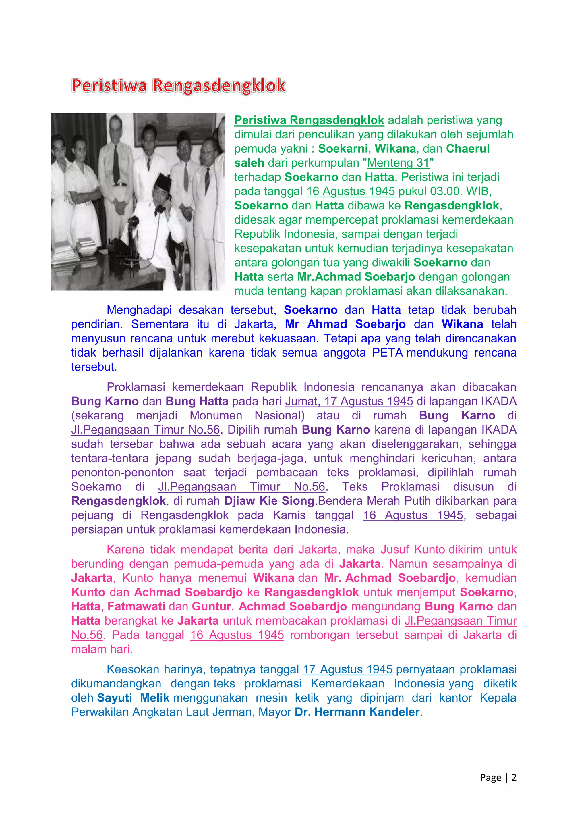 Peristiwa Rengasdengklok & Peristiwa Laut Karang | DOCX