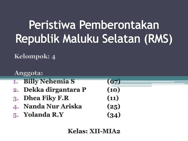 PRESENTASI Peristiwa pemberontakan republik maluku selatan (rms) | PPTX