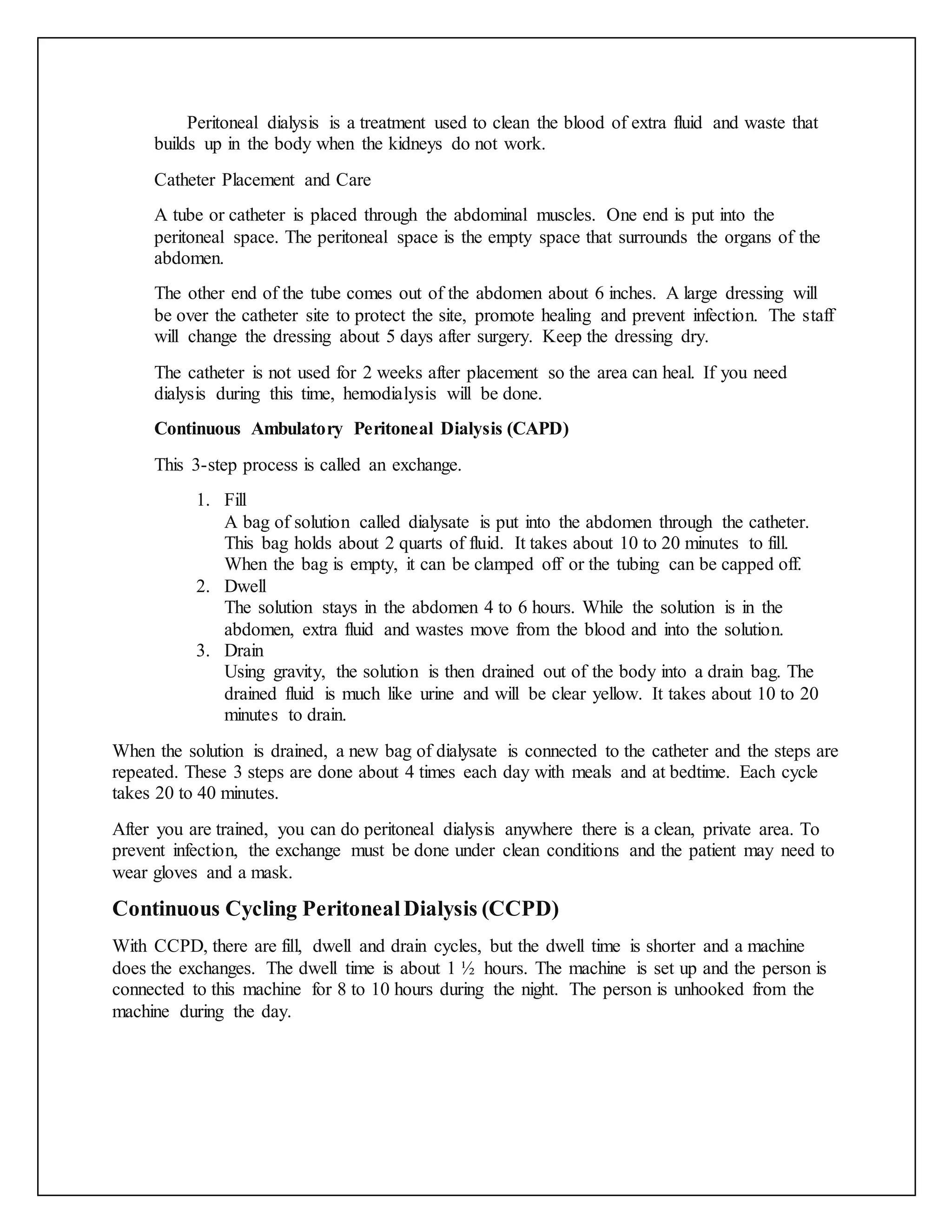 Peritoneal dialysis | DOCX