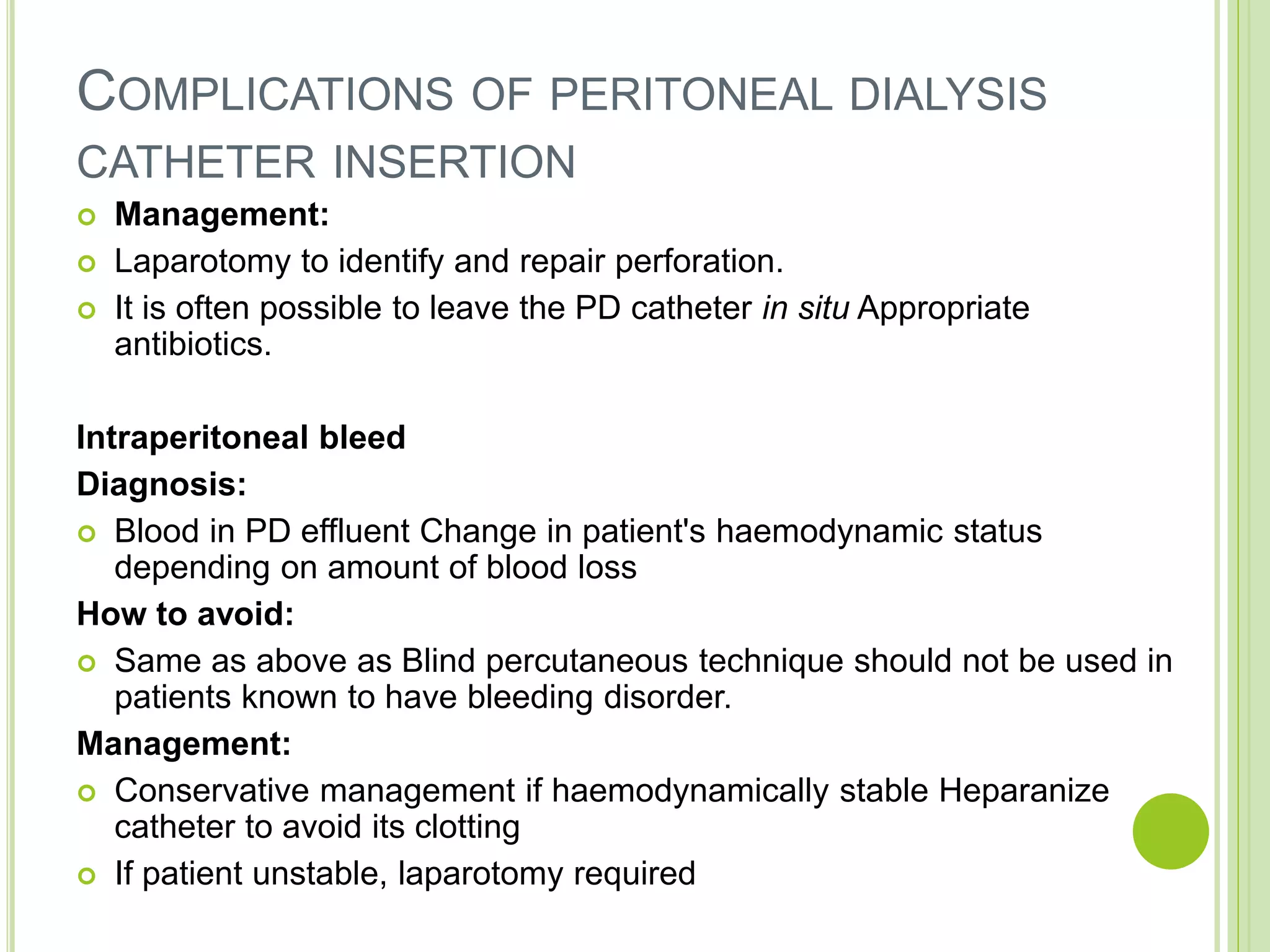 Peritoneal dialysis catheter | PPTX
