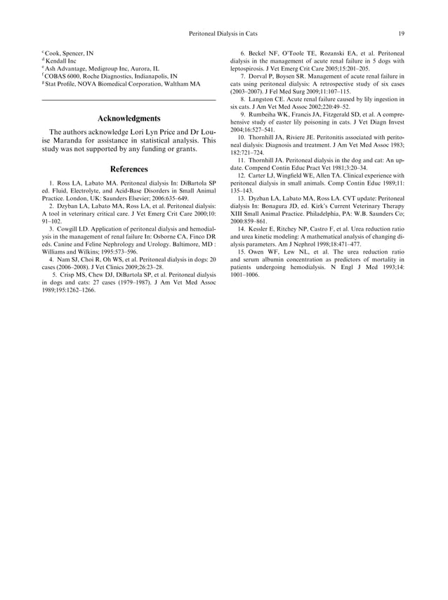 Peritoneal Dialysis in Cats with Acute Kidney Injury.pdf | Veterinary ...