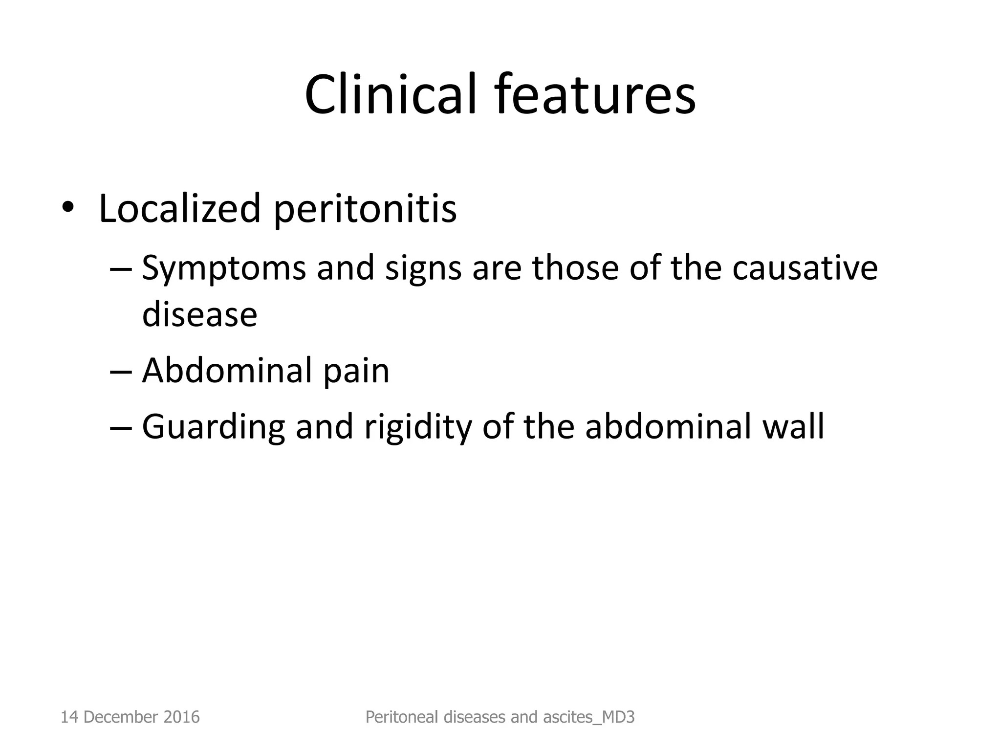 Peritoneal diseases and ascites | PPTX
