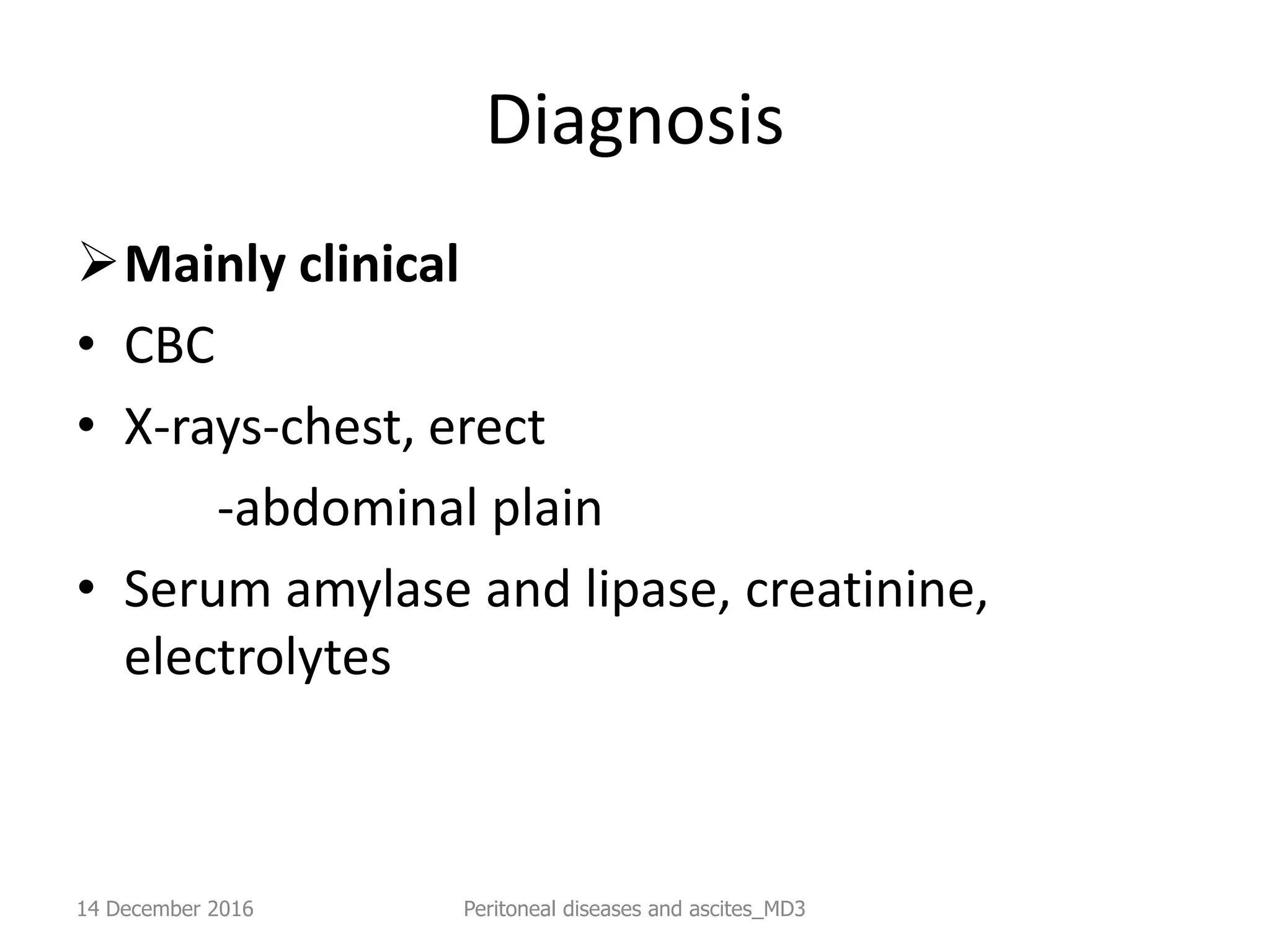 Peritoneal diseases and ascites | PPTX