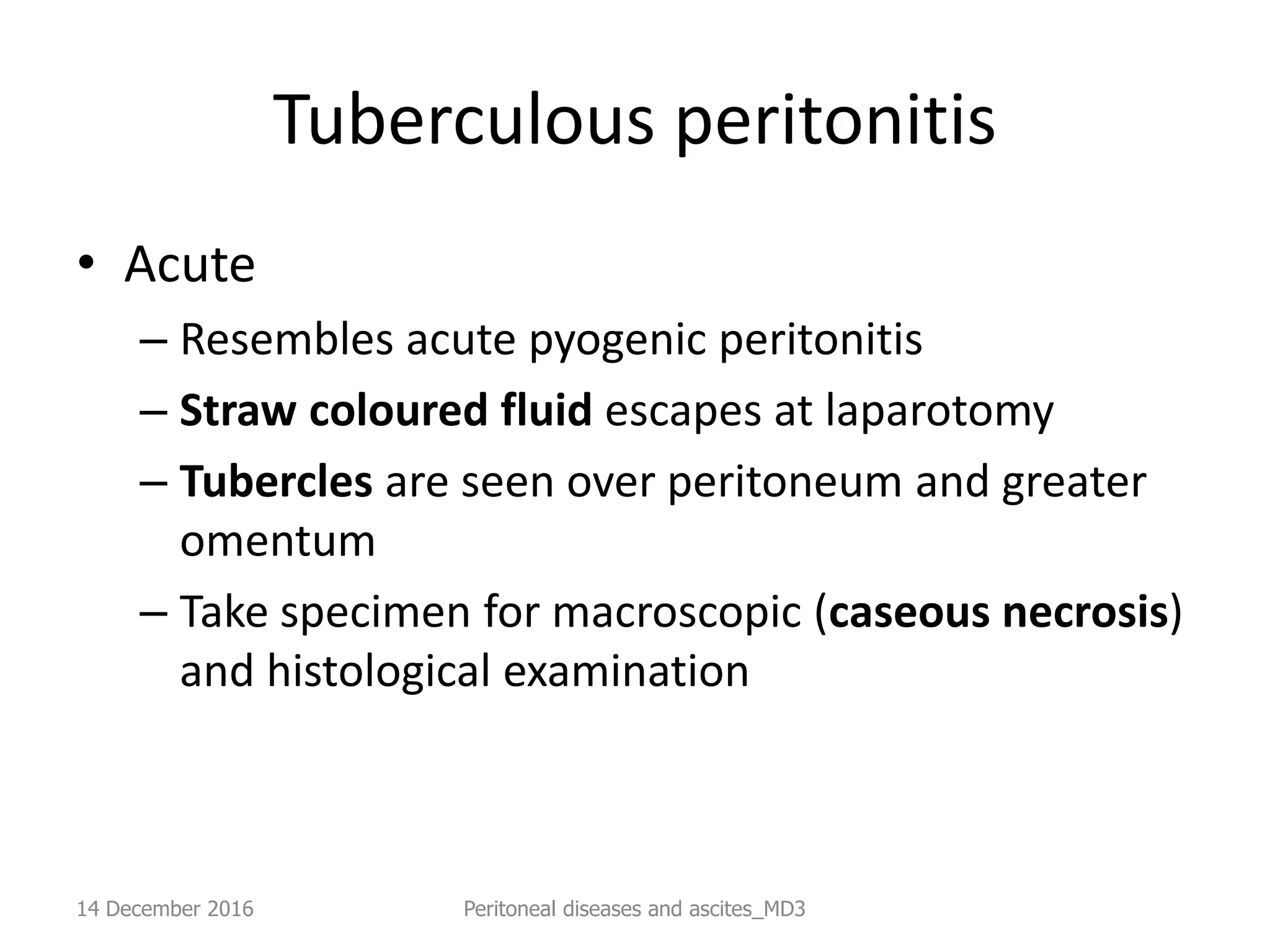 Peritoneal diseases and ascites | PPTX